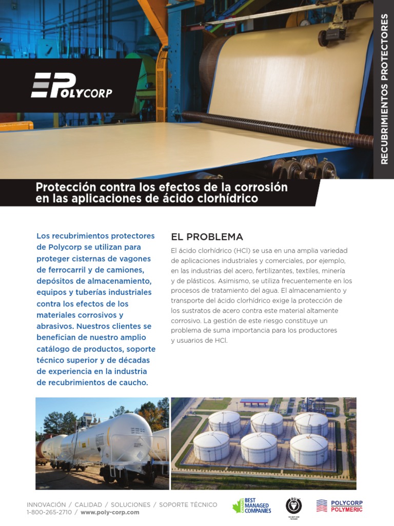 Polycorp Protective Linings HCI Service Spanish | PDF | Ácido ...