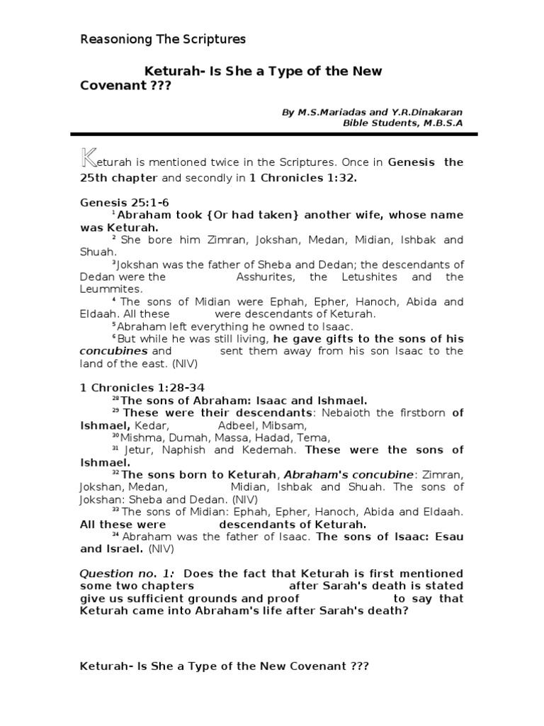 Keturah-Is She A Type of The New Covenant ??? | PDF | Isaac | Sarah
