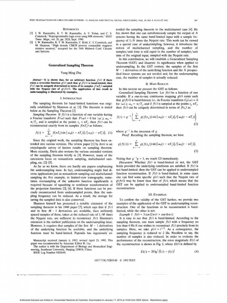 Generalized Sampling PDF | PDF | Sampling (Signal Processing) | Theoretical Computer Science