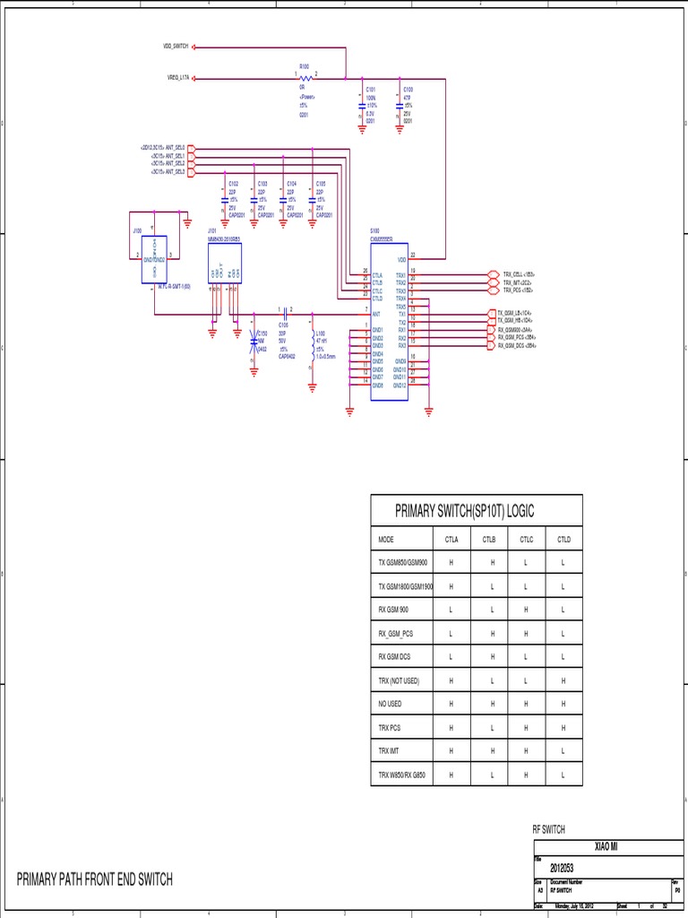 Xiaomi Mi 1S Schematic | PDF | Mobile Telecommunications | Radio ...