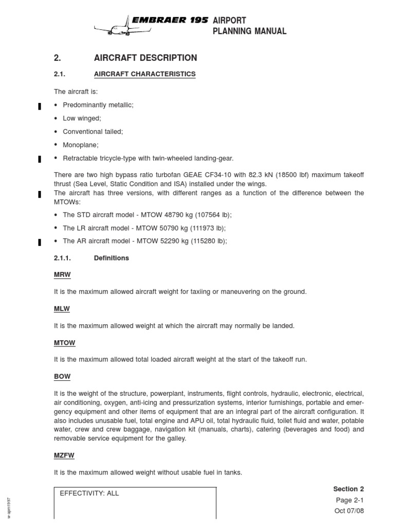 Aircraft Description: Airport Planning Manual | PDF | Aircraft | Aviation