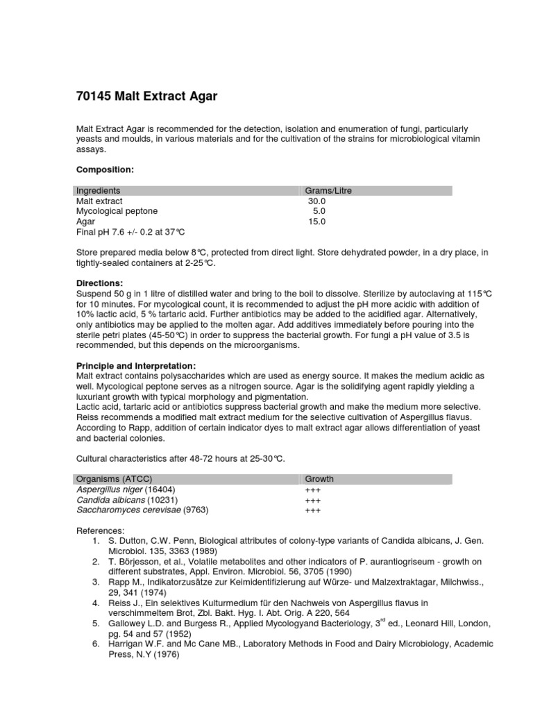 6 Malt Extract Agar Broth | PDF | Growth Medium | Agar