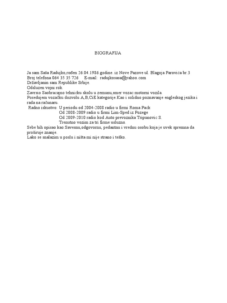 BIOGRAFIJA | PDF