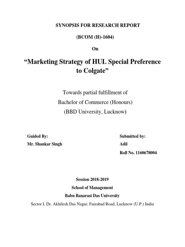 Marketing Strategy of HUL Special Preference To Colgate | PDF ...