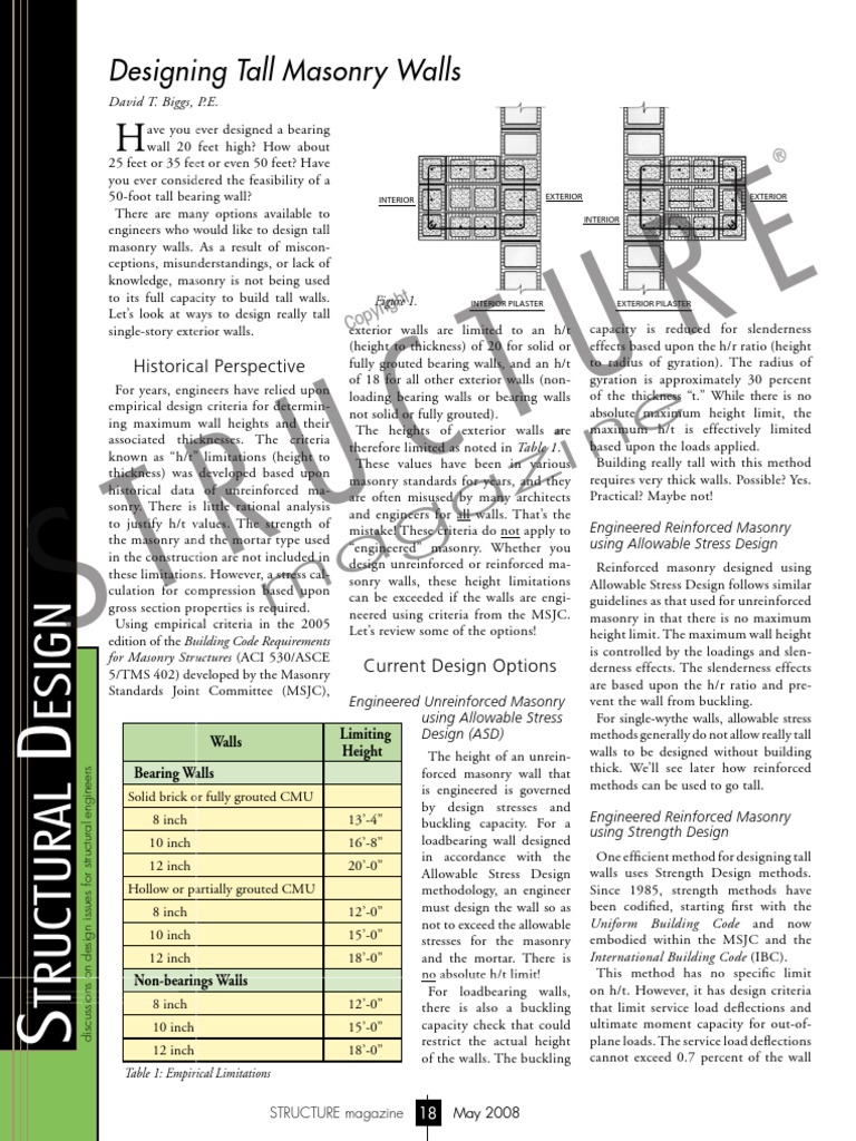 04 - Masonry Strength Design Biggs | PDF | Masonry | Buckling