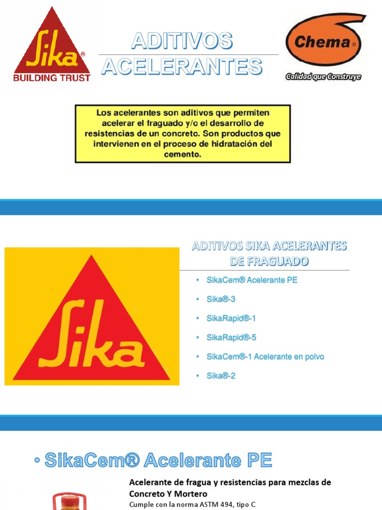Acelerantes de fraguado y resistencias iniciales para concreto y ...
