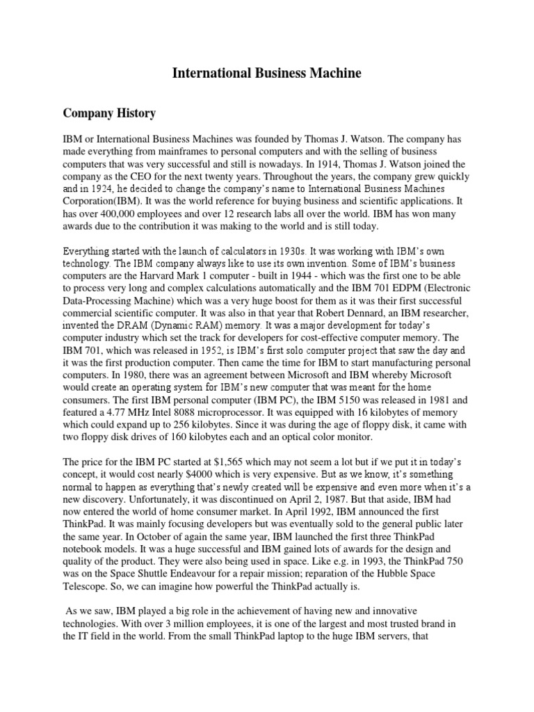 International Business Machine | PDF | Ibm | Cloud Computing