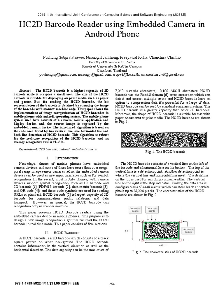 HC2D Barcode Reader Using Android Phone Camera | PDF | Barcode | Error ...