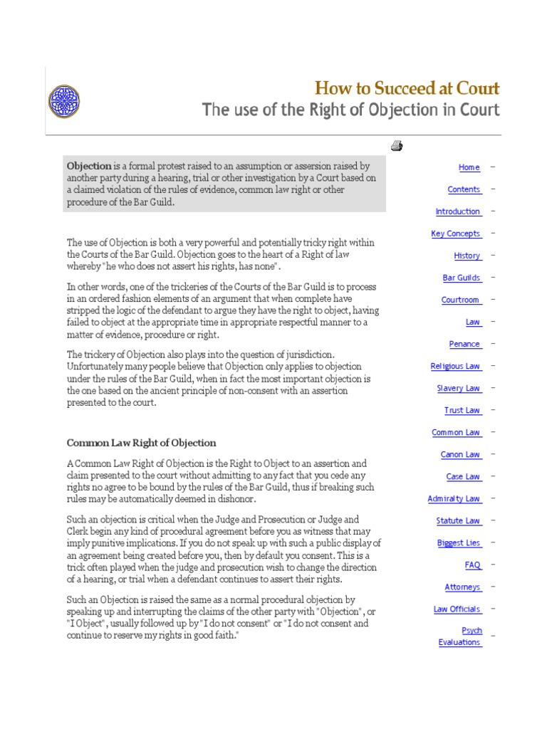 A Common Law Right of Objection: Understanding the Powerful yet Tricky ...