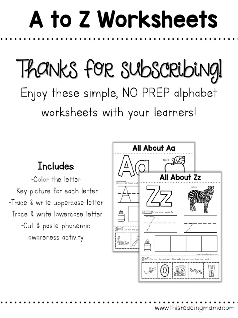 Enjoy These Simple, NO PREP Alphabet Worksheets With Your Learners! | PDF