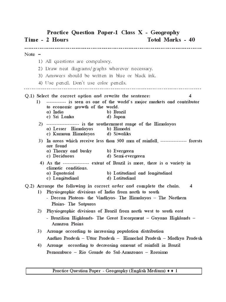 English Geography Set 1 | PDF | Himalayas | Rain