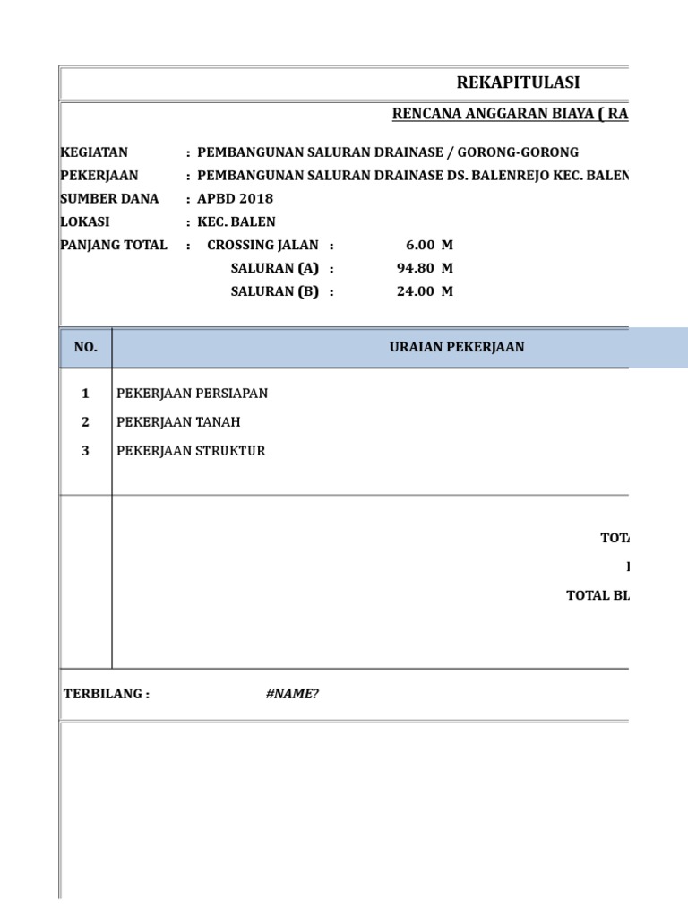 Contoh Rab Drainase | PDF