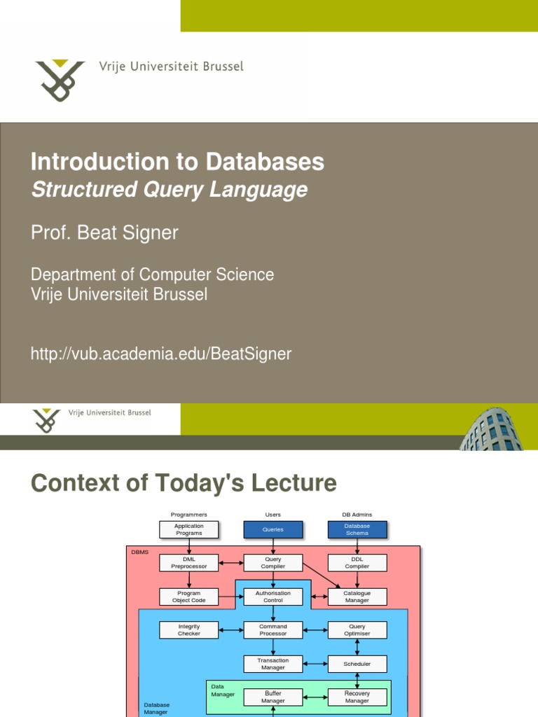Introduction To Databases: Structured Query Language | PDF | Sql | Database Transaction