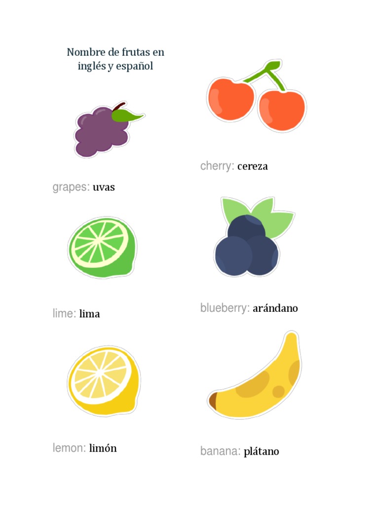 Frutas en Inglés y Español | PDF