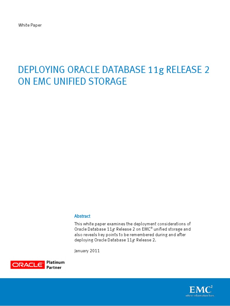 Deploying Oracle Database 11G Release 2 On Emc Unified Storage | PDF | Oracle Database ...