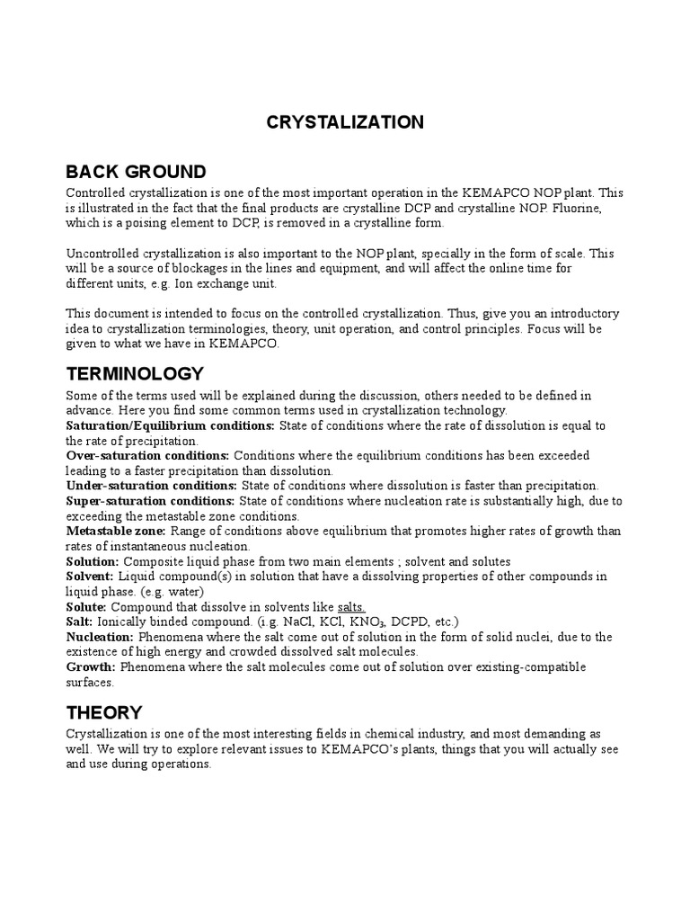 Crystalization Back Ground | PDF | Crystallization | Solubility