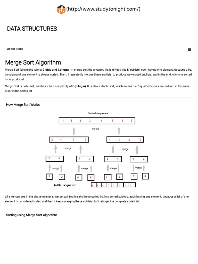 Merge Sort Algorithm: Data Structures | PDF | Algorithms And Data ...
