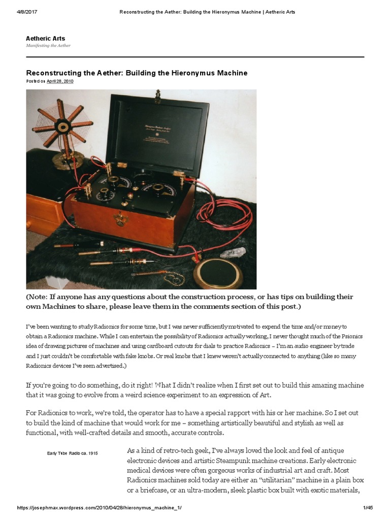 Reconstructing The Aether - Building The Hieronymus Machine - Aetheric ...