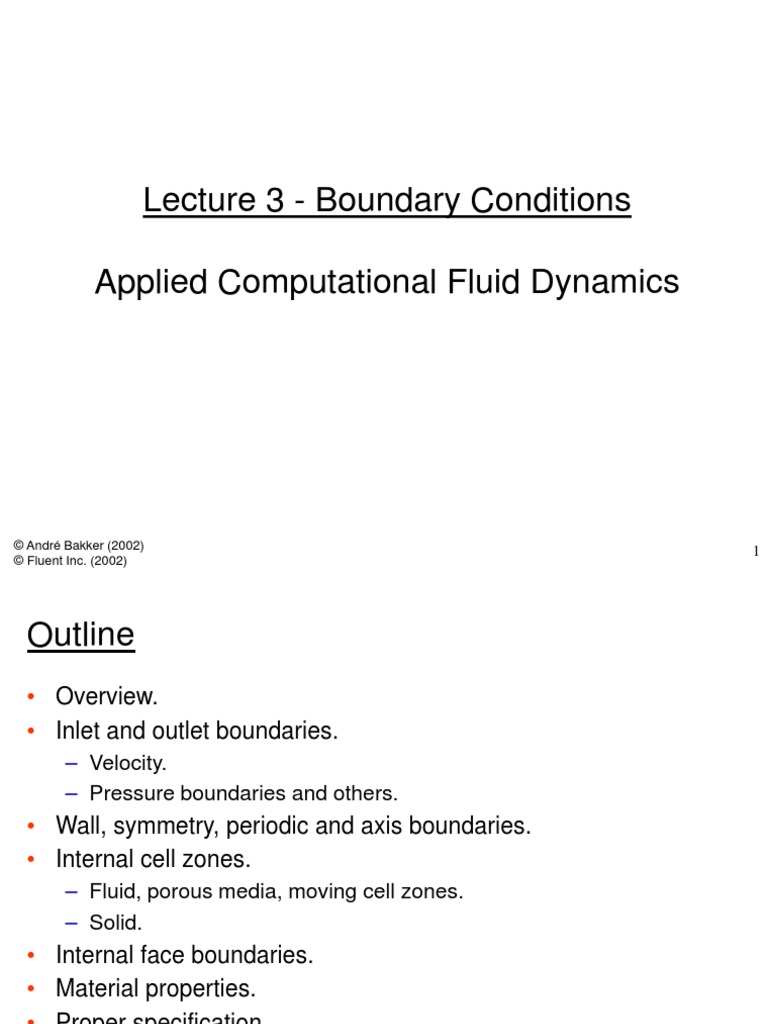 Lecture 3 - Boundary Conditions Applied Computational Fluid Dynamics | PDF | Fluid Dynamics ...