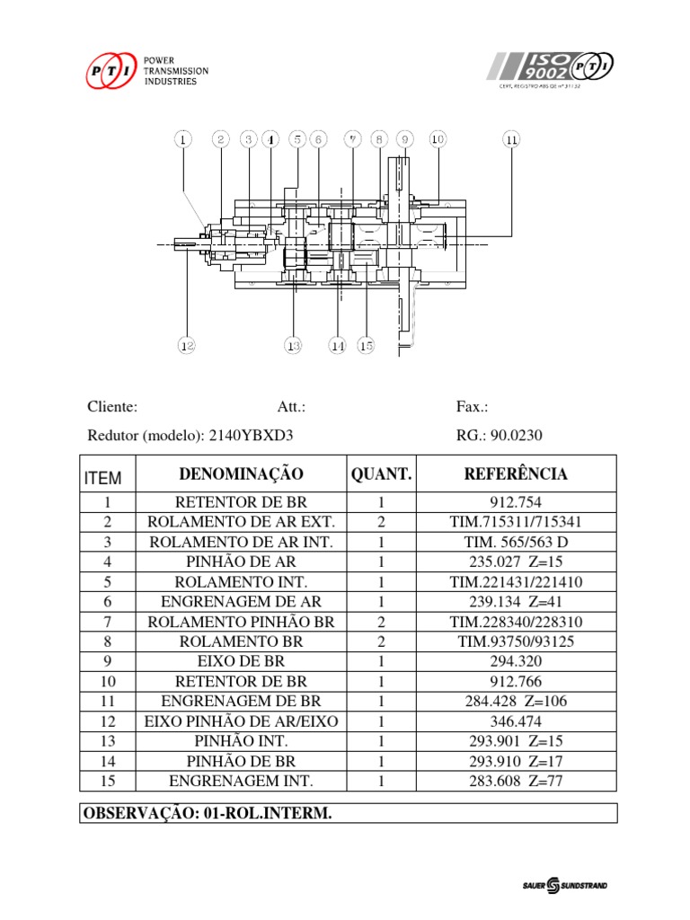 Falk Gearbox 2140YBXD3 Parts List | PDF