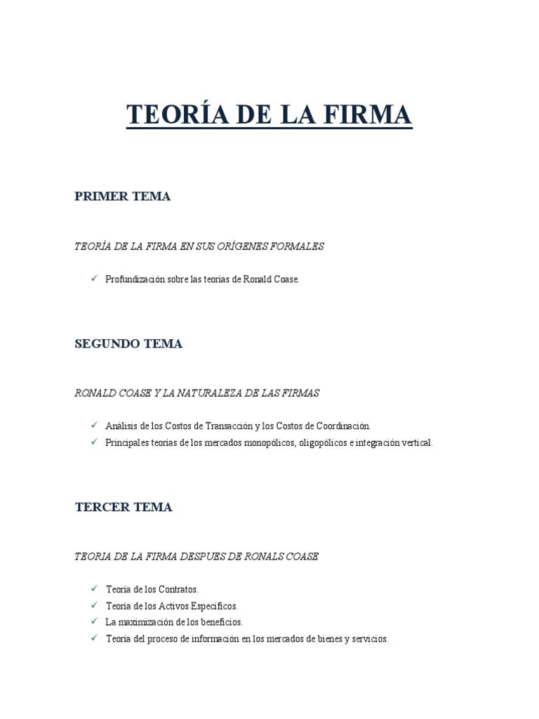 Teoría de la Firma y Ronald Coase | PDF | Monopolio | Oligopolio