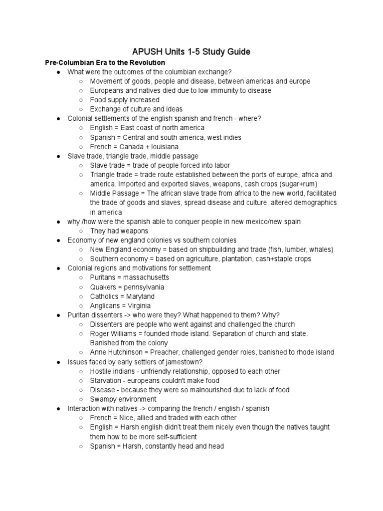 Apush Units 1-5 Study Guide | PDF | Reconstruction Era | United States ...