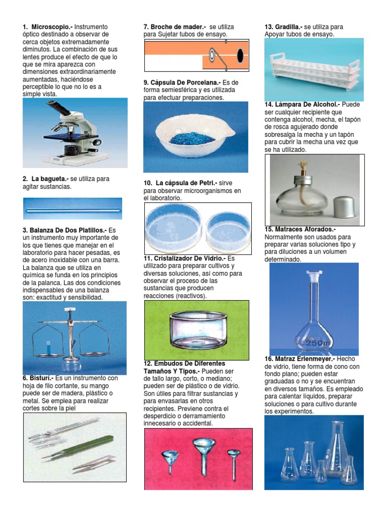 50 Instrumentos de Laboratorio de Biolog | PDF | Lentes | Laboratorios