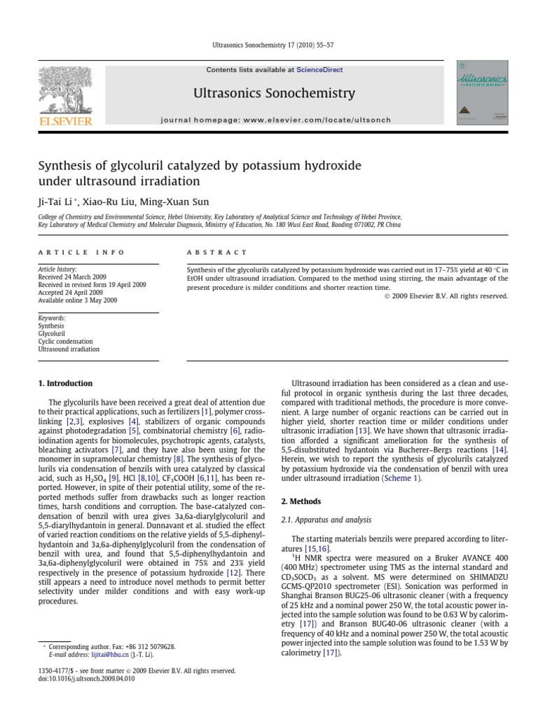 Synthesis of Glycoluril | PDF | Organic Chemistry | Chemistry