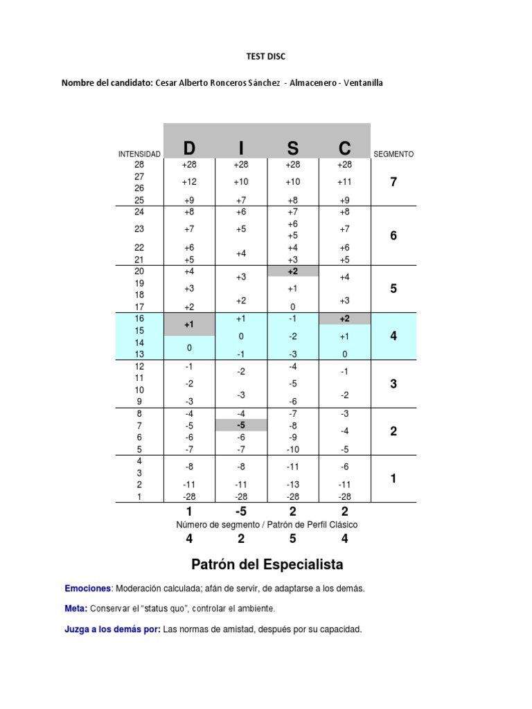 Informe Test DISC | PDF | Comportamiento | Cognición