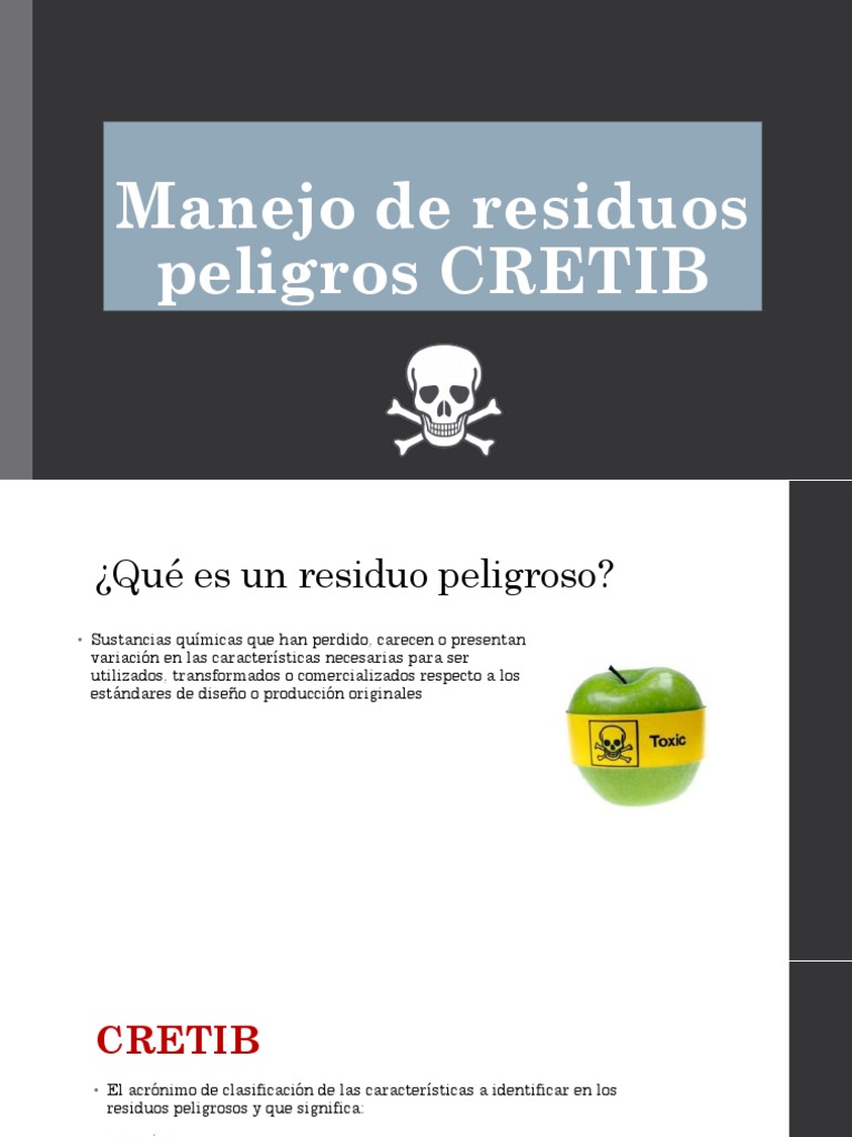 Manejo de Residuos Peligros CRETIB | PDF | Residuos | Ciencias fisicas