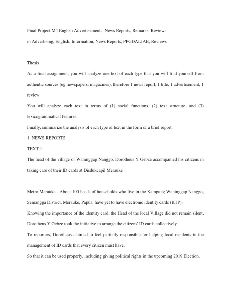 Final Project M4 English Advertisements Siap Tinggal Atur Bahasa Di News Repor Karena Tranlate ...
