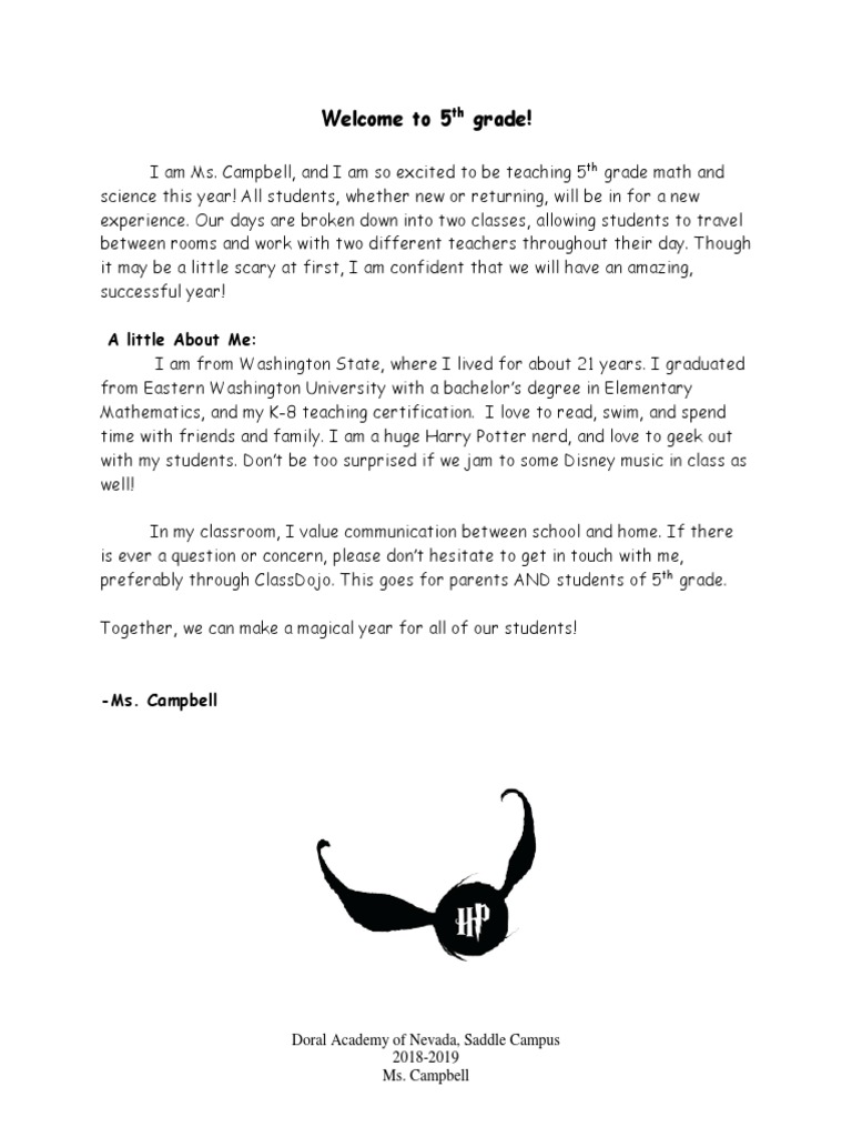 Welcome To 5 Grade!: A Little About Me | PDF | Classroom | Homework
