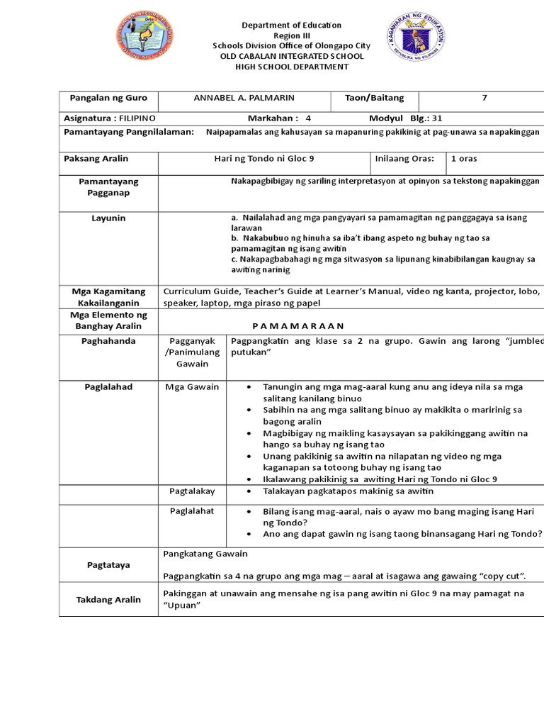 LP 3rd Quarter Filipino 7 | PDF