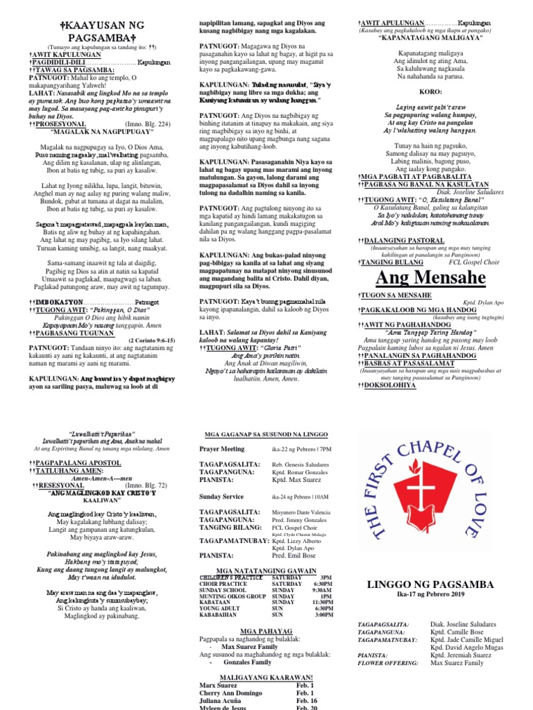 Ang Mensahe: Kaayusan NG Pagsamba | PDF