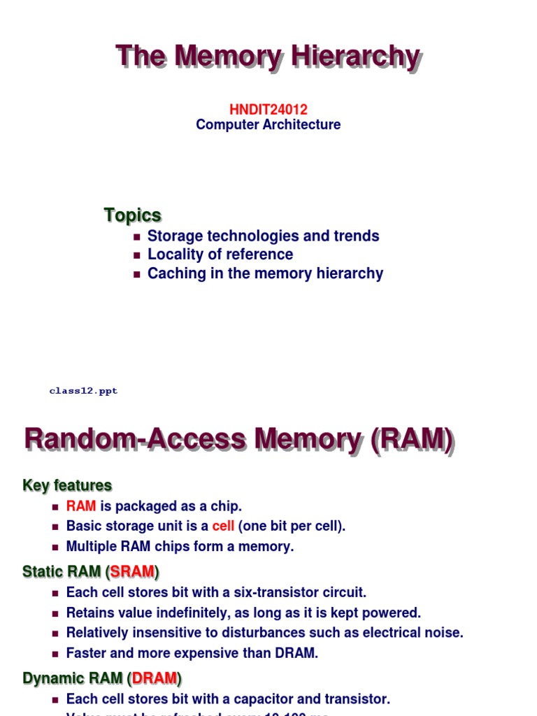 Memory Hierarchy | PDF | Random Access Memory | Cpu Cache