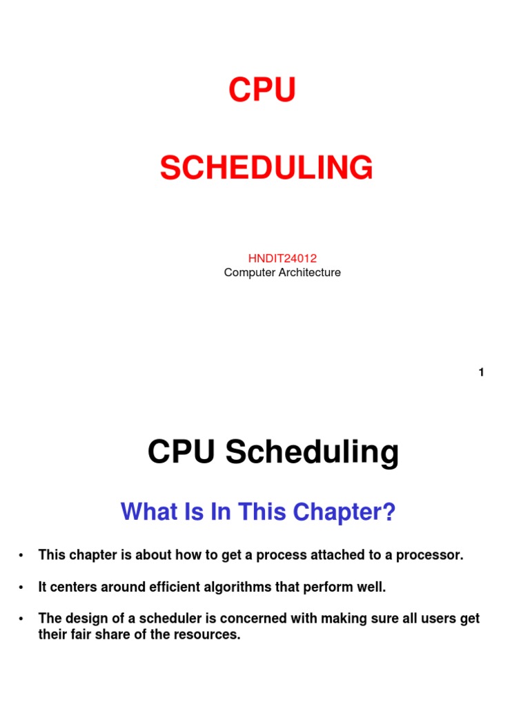 CPU Scheduling: Computer Architecture | PDF | Scheduling (Computing) | Process (Computing)