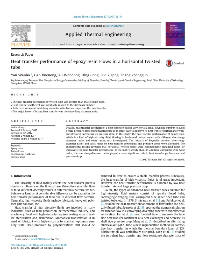 Applied Thermal Engineering: Yan Wanbo, Gao Xuenong, Xu Wendong, Ding ...