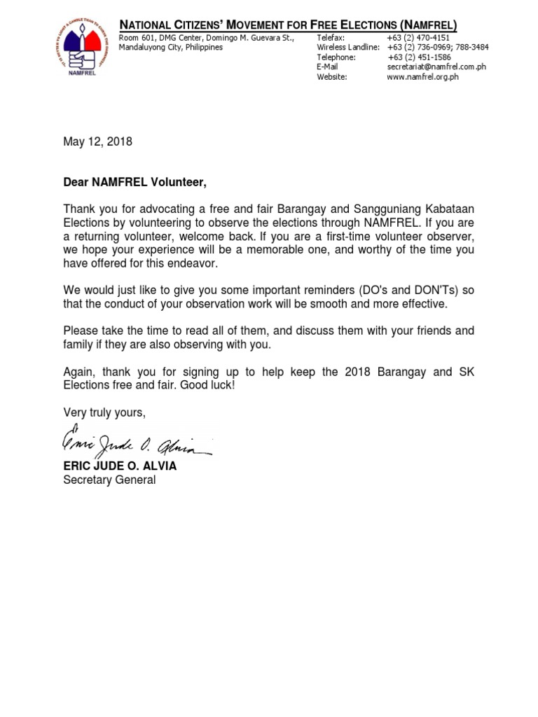 12 May 2018 Memo To Chapters and Volunteers | PDF | Voting | Political ...