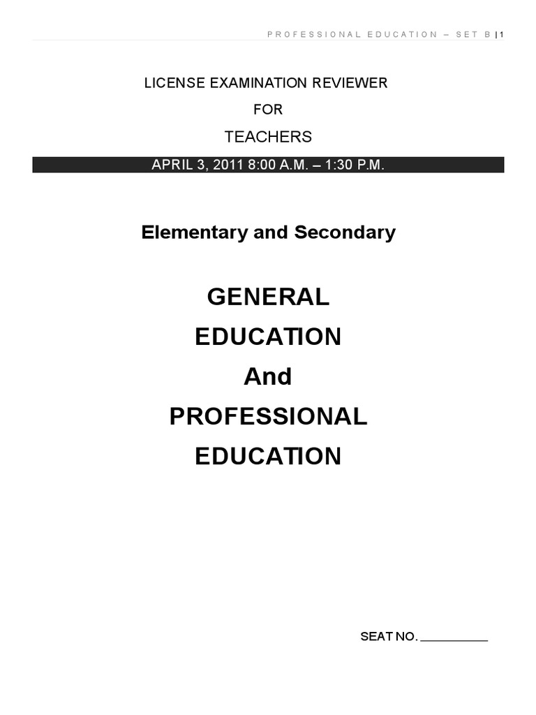 General Education and Professional Education | PDF | Teachers | Test ...