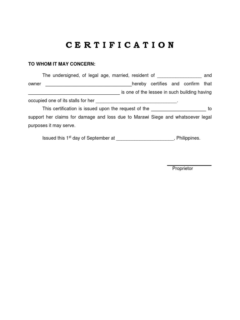 Certification: To Whom It May Concern | PDF