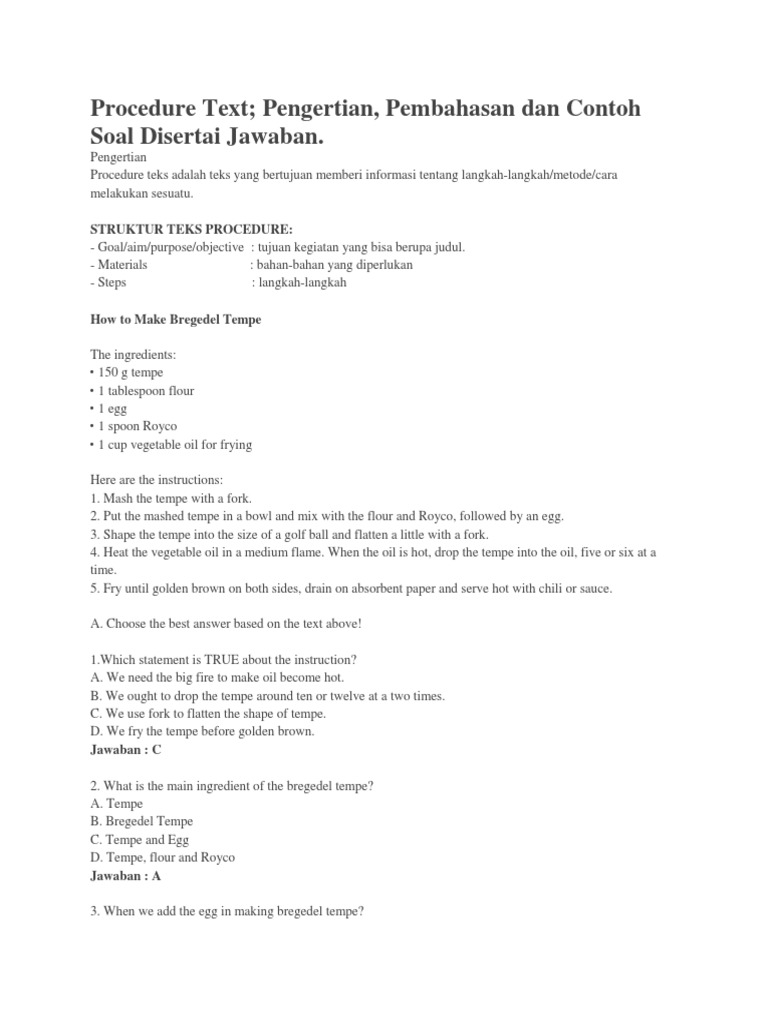 Procedure Text Pengertian, Pembahasan Dan Contoh Soal Disertai Jawaban ...