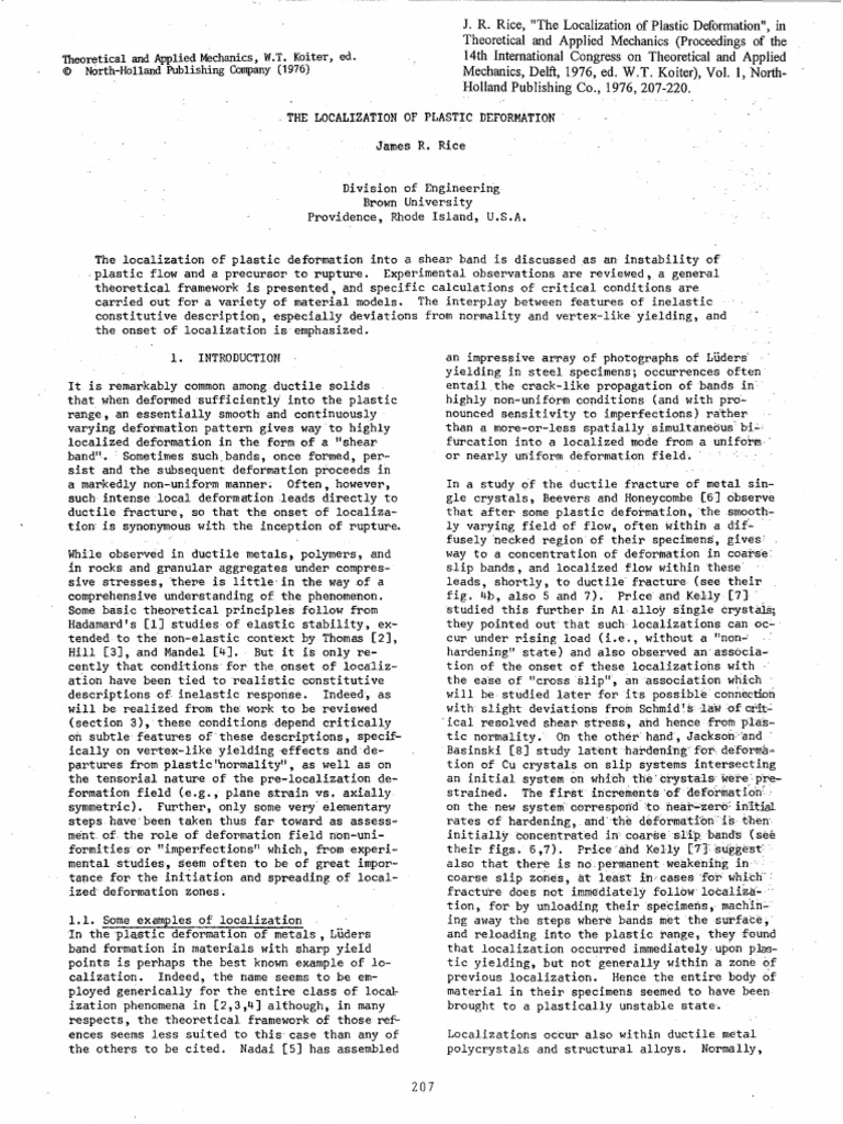062 Rice LocalPlasDef IUTAM76 PDF | PDF | Fracture | Plasticity (Physics)
