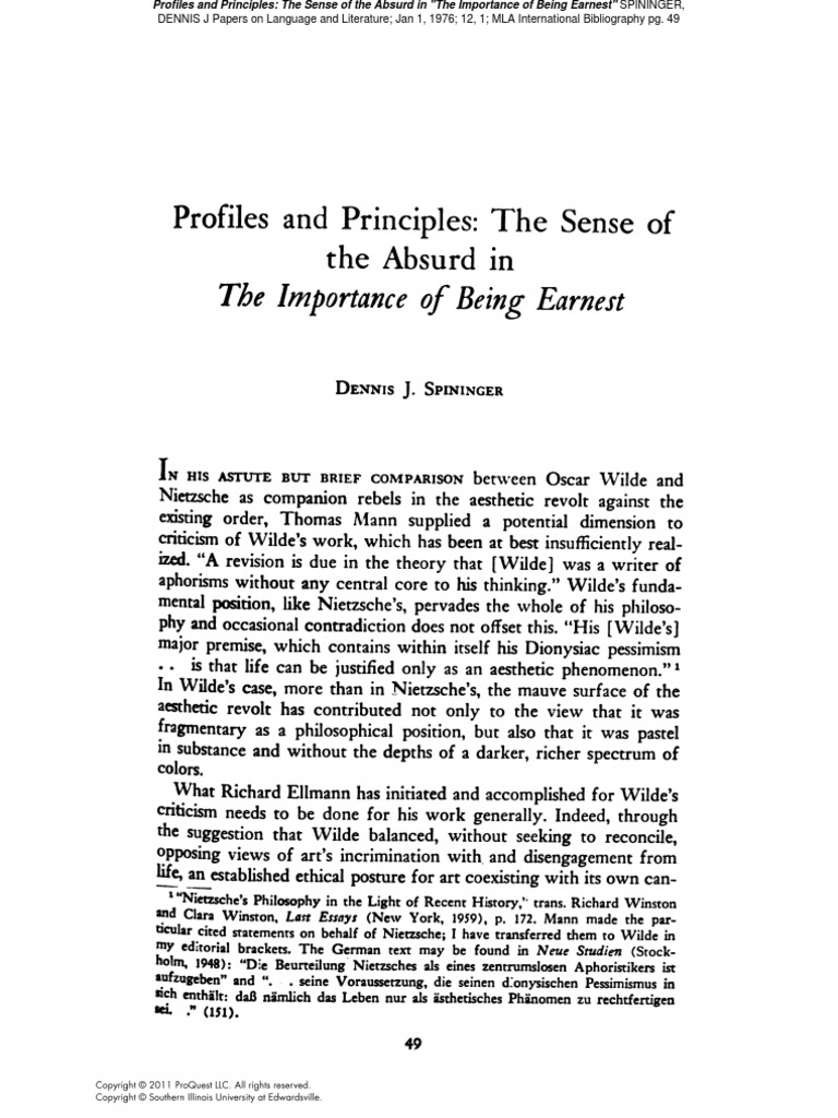 The Importance of Being Earnest | PDF