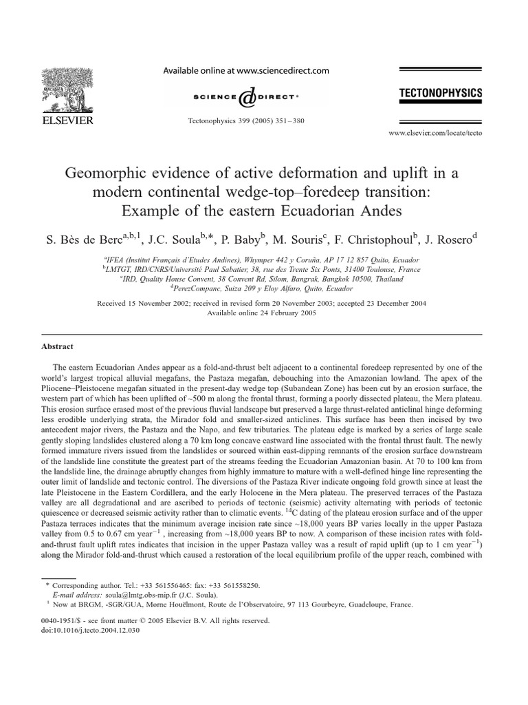 Bès de Berc Et Al 2005 PDF | PDF | Andes | Structural Geology