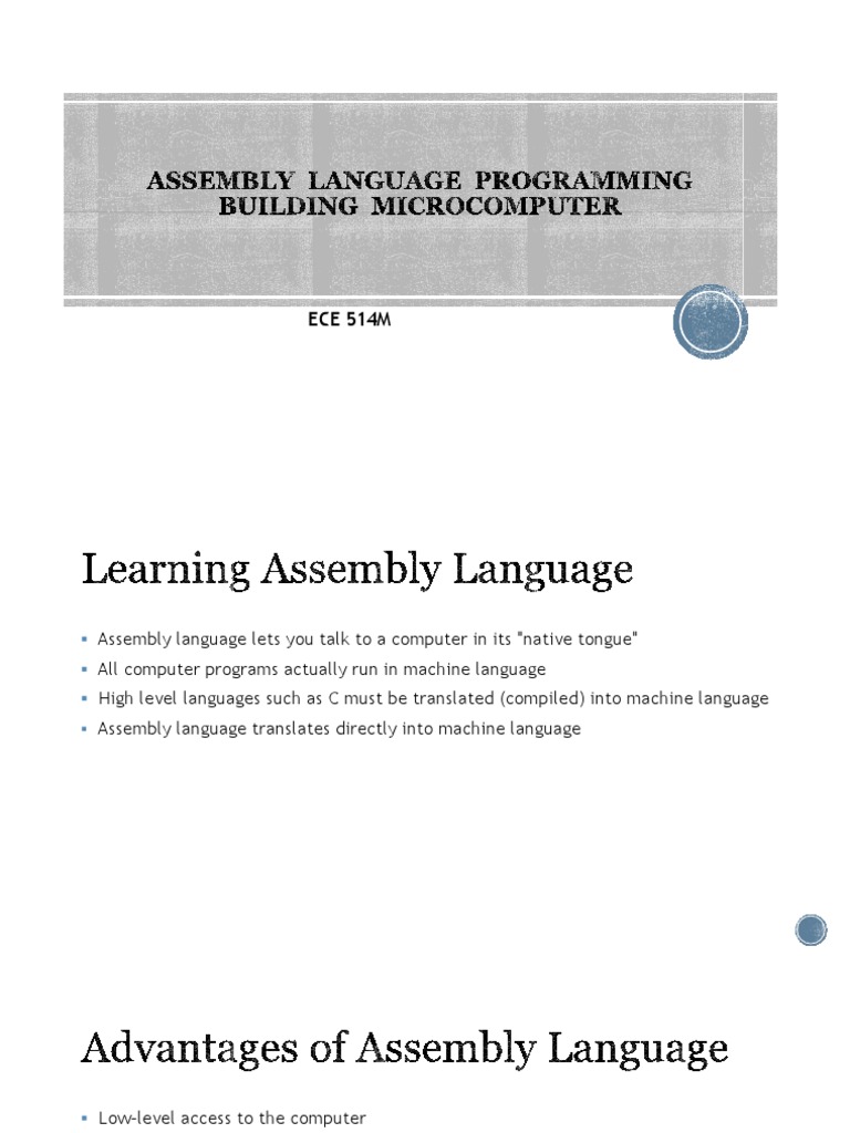 Assembly Language Programming Building Microcomputer | PDF | Central Processing Unit | Assembly ...
