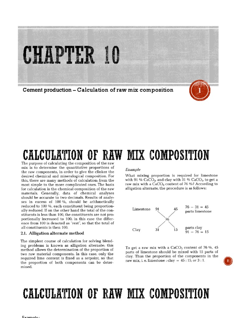 Cement Raw Mix Composition Calculation | PDF | Cement | Aluminium Oxide