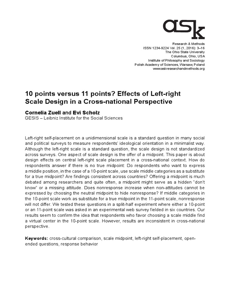 10 Points Versus 11 Points? Effects of Left-Right Scale Design in A ...