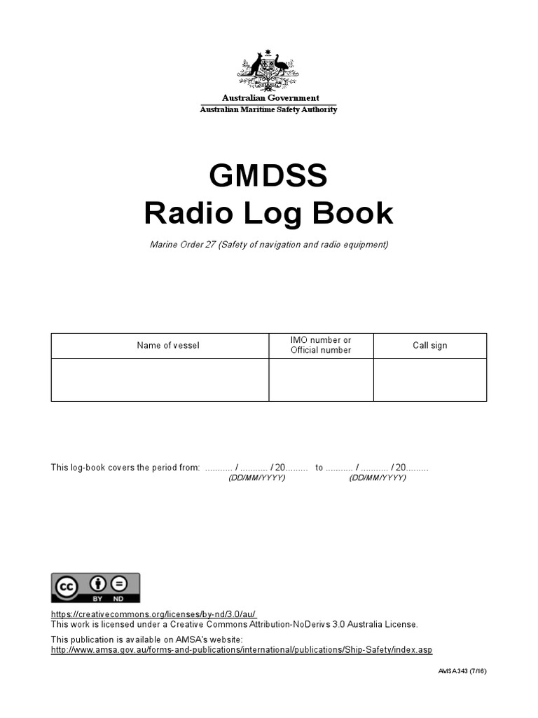 GMDSS Radio Log Book Guidelines | PDF | Information And Communications ...