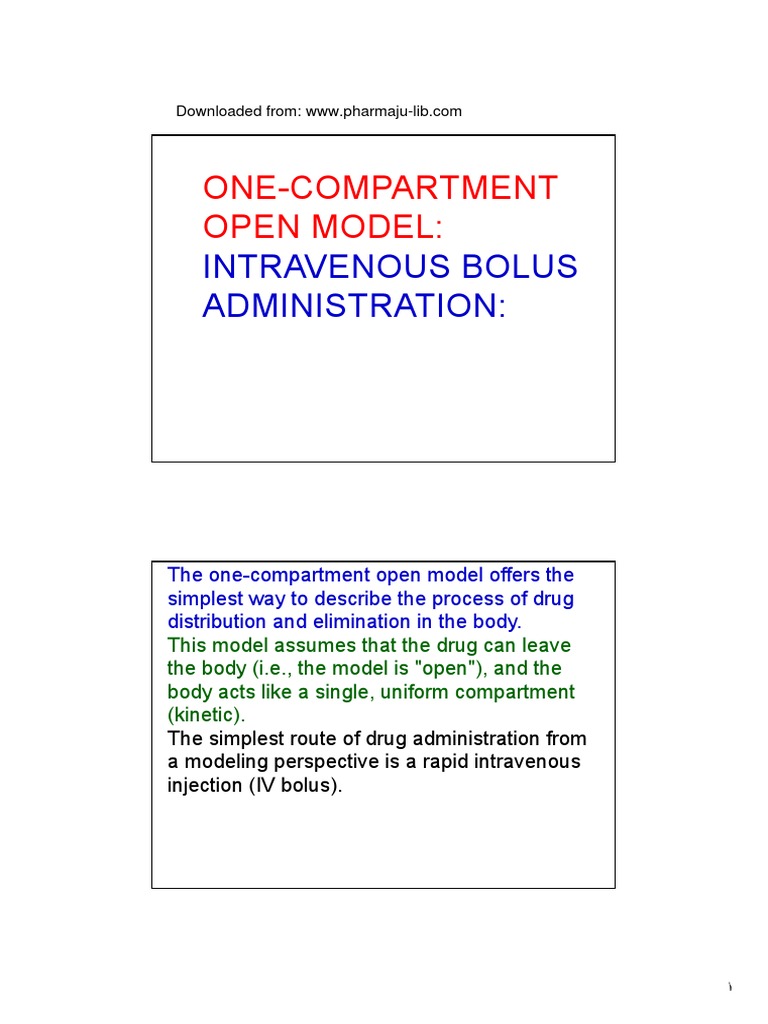 One-Compartment Open Model: Intravenous Bolus Administration | PDF ...