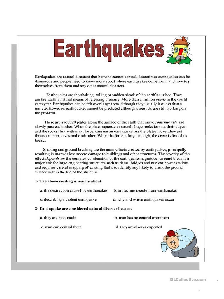Earthquakes Reading Comprehension Exercises | PDF